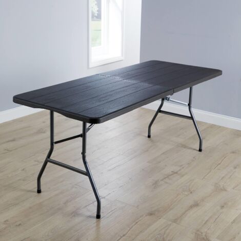 6ft Wood Effect Folding Trestle Table Heavy Duty for Indoor & Outdoor ...