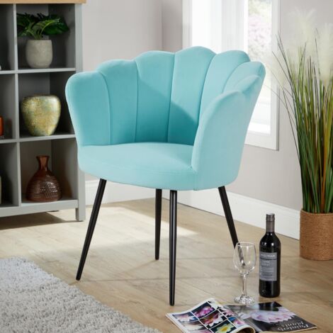 Elegant Scallop Round Back Teal Chair Compact Stylish Accent Seating ...