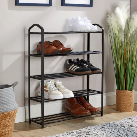 5 Tier Metal Plastic Shoe Storage Rack Hallway Entryway Organisational ...