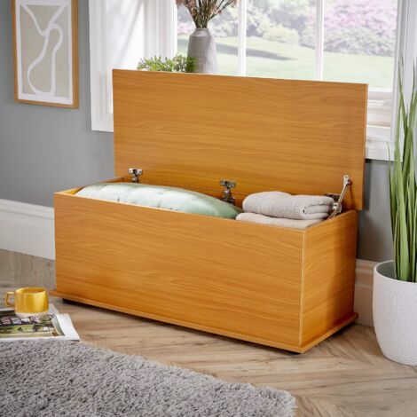Ottoman Storage Chest Beech Bedding Box Blanket Box Towel Box Large ...