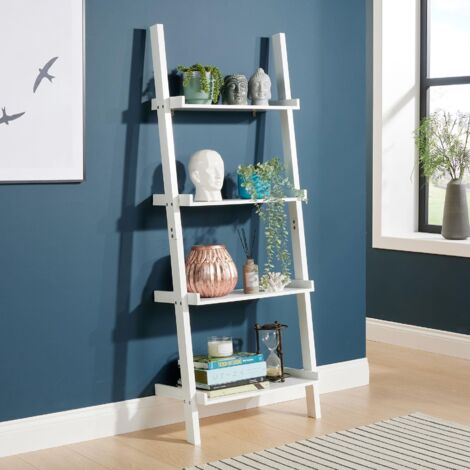 4 Tier Ladder Shelf White
