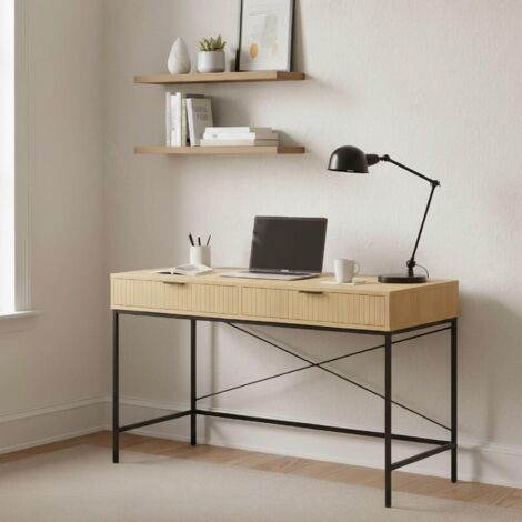 Wisbech 2 Drawer Desk Compact Computer Workstation Home Office Table ...