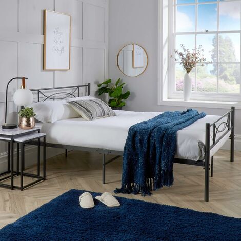 Grey metal bed frame store