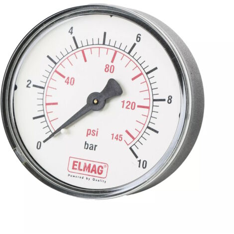 Elmag Druckmanometer 0 Bis 10 Bar Durchmesser Ø 63 Mm, 1/4'' Ag Hinten