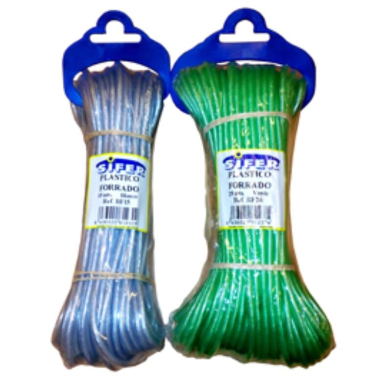 Corde en plastique doublée SIFER 4 mm x 25 mètres verte