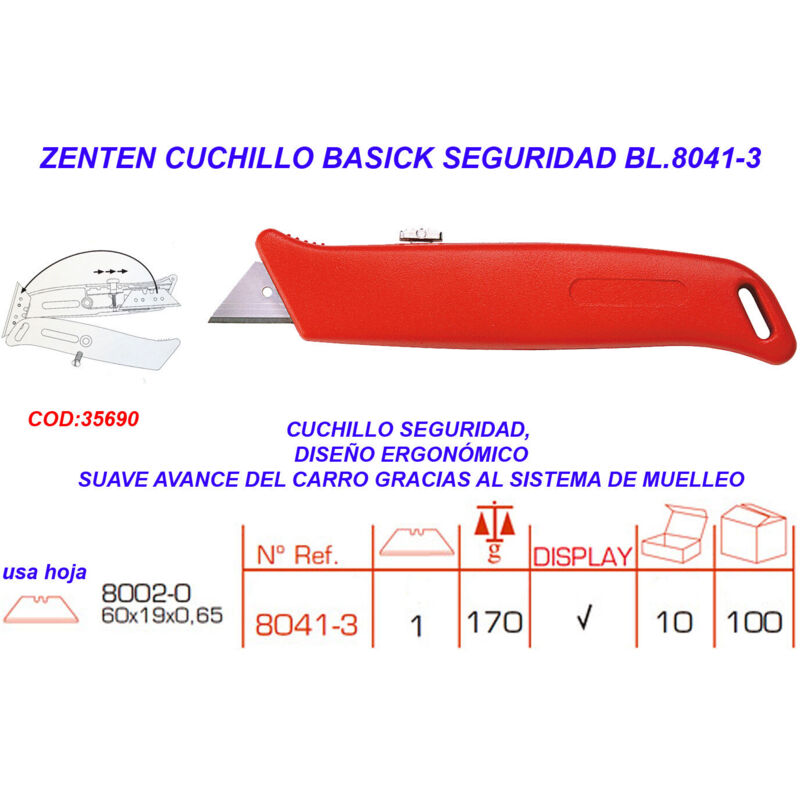 Couteau de sécurité Zenten Cutter Basick BL.8041-3