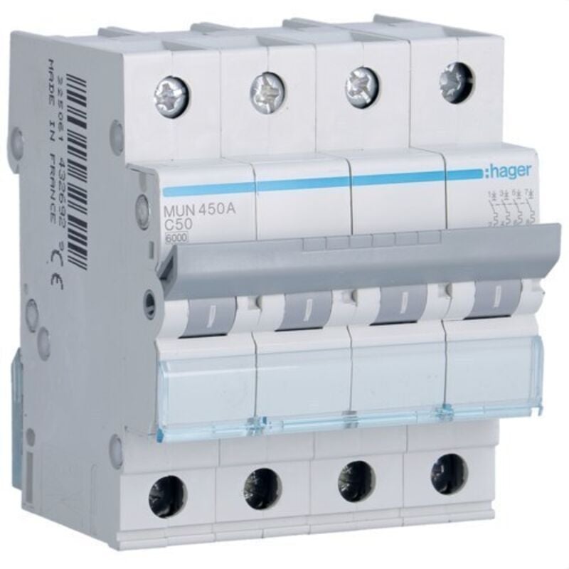 HAGER MUN450A Disjoncteur 4P 50A courbe-C 6kA
