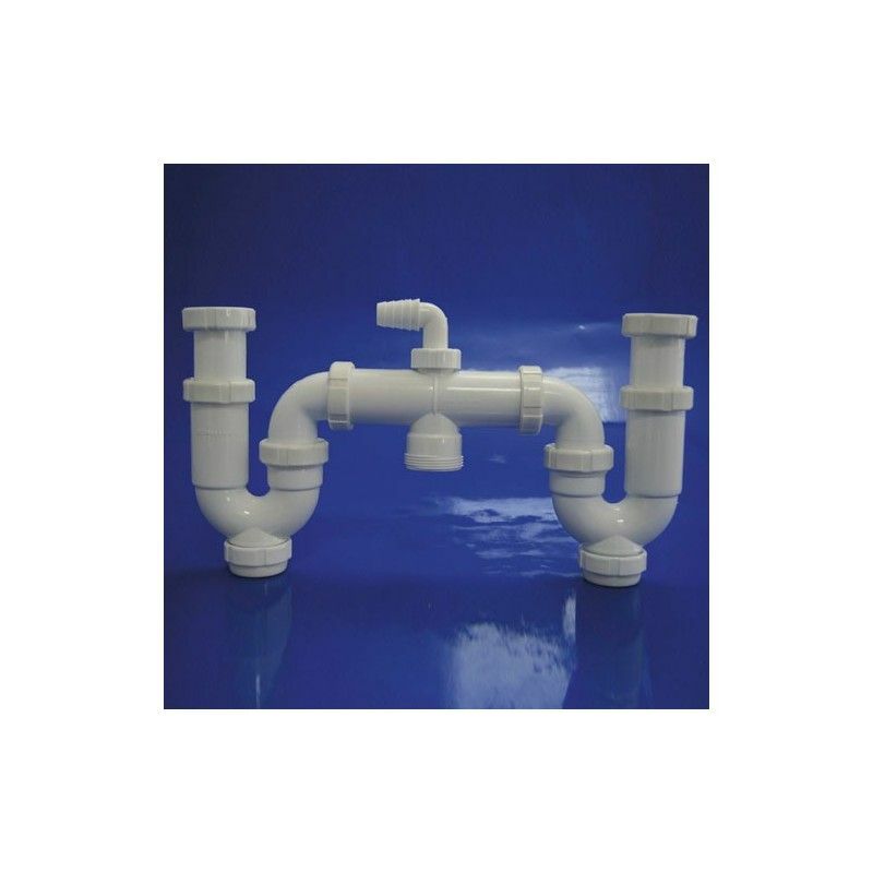 Siphon double avec raccord T-50 1 1/2 extra long