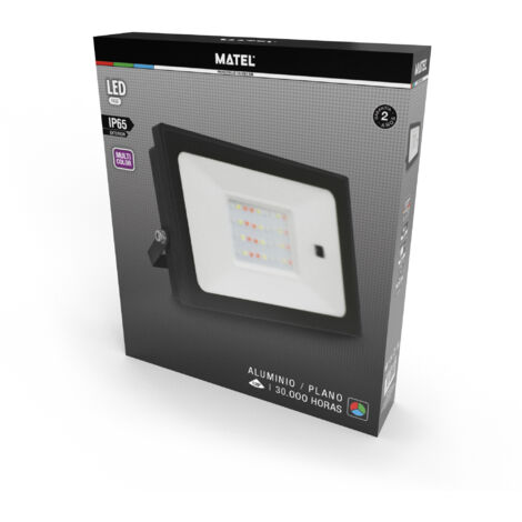 Projecteur LED RGB IP65 20W en aluminium noir