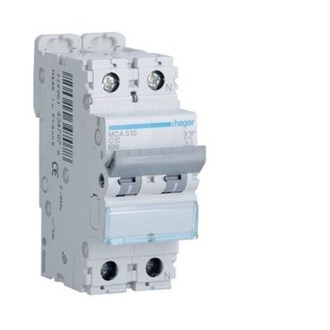 HAGER MCA510 Disjoncteur courbe M-C 6kA 1P+N 10A