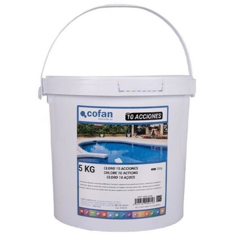Chlore désinfectant à 10 actions en pastilles pour piscines (5kg)