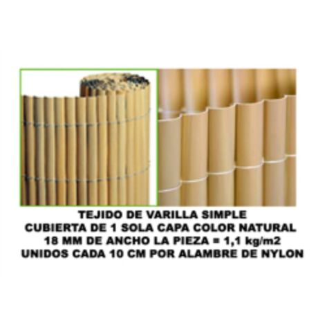 Canne de Bambou PVC 1 Face 18 mm Coloris Naturel 100x500 cm MZ8006