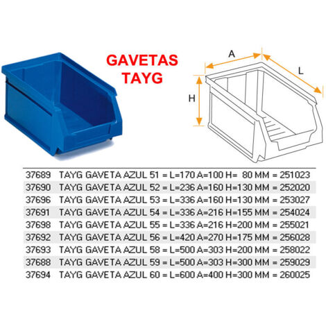 Tiroir Bleu TAYG 59 L 500 A 303 H 300 MM 259029