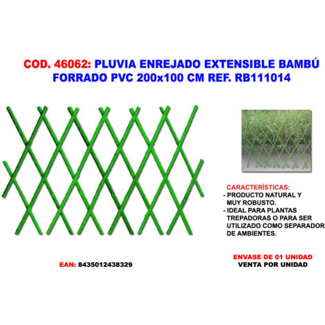 Treillis Bambou Extensible Doublé PVC Pluvia 200x100 cm RB111014