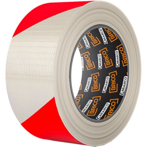 Rouleau de ruban adhésif blanc/rouge pour signalisation 30mt x50mm PVC