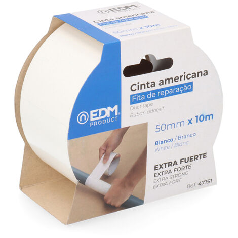 Ruban adhésif polyvalent américain, 10m x 50mm, blanc EDM 47151