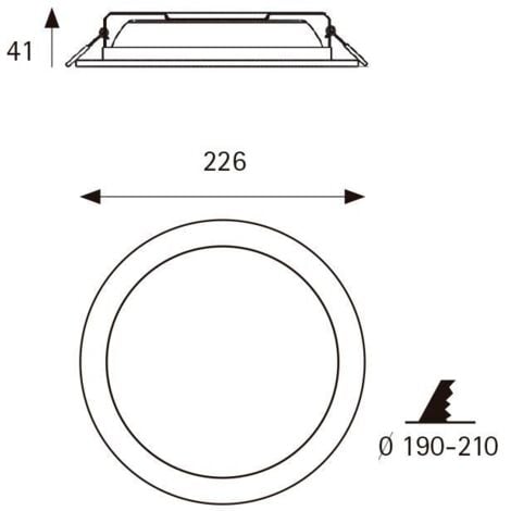 Downlight LED encastrable rond PRO Professional LED (20W 4000K 1560lm) IP44 Ø22,6x4,1cm coloris ...