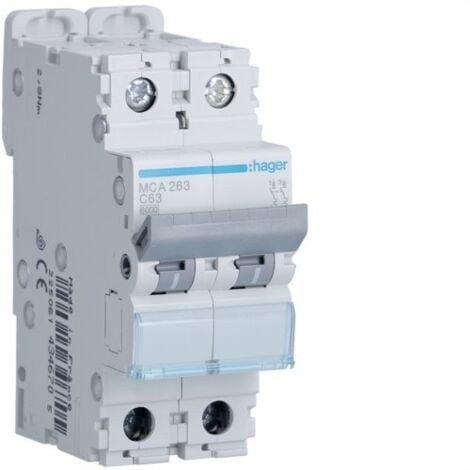 HAGER MCA263 Disjoncteur courbe M-C 6kA 2P 63A