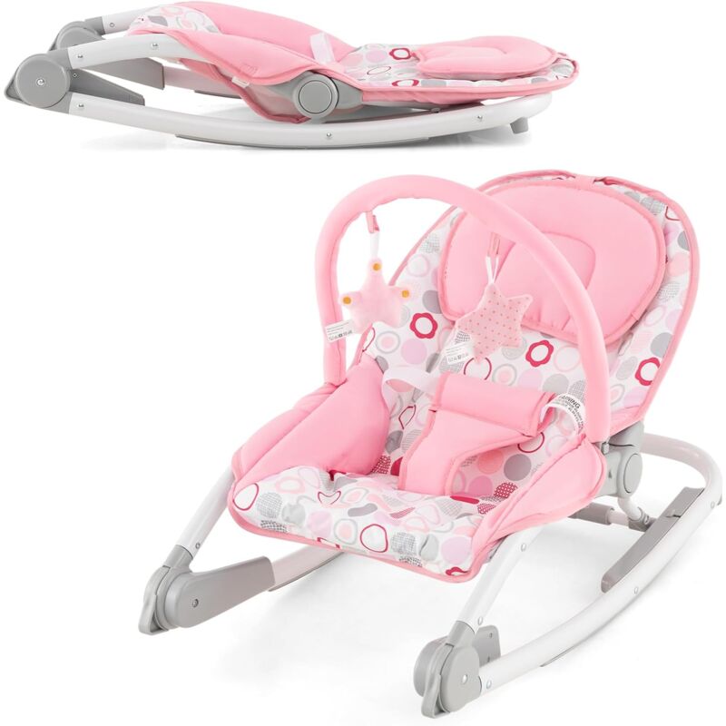 GOPLUS Transat Bebe Pliable 2 en 1, Transat Évolutif Siège Sauteur avec ...