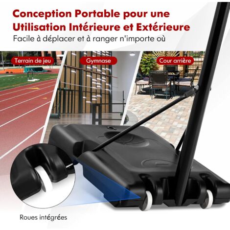 Panier de basket GOPLUS reglable en hauteur 130-305 cm avec roues noir ...