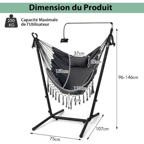 GOPLUS Hamac avec Cadre en Métal et Siège en Couton,Fauteuil Suspendu à ...