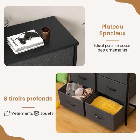GOPLUS Commode en Tissu à 8 Tiroirs Pliables-Châssis en V Renforcé ...