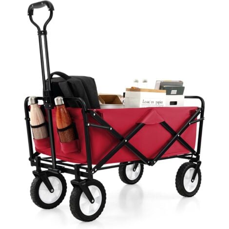 GOPLUS Chariot de Plage Pliable, Chariot à roulettes 82 L, Tissu Oxford ...