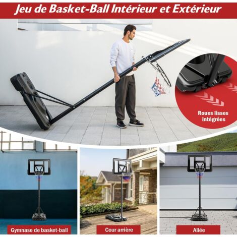 GOPLUS Panier de Basket Extérieur, Réglable en Hauteur 230-305cm avec ...