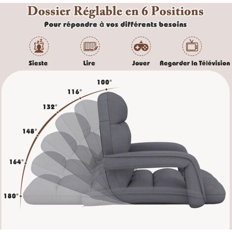 GOPLUS Fauteuil de Sol Réglable, Chaise au Sol Rembourrée avec Dossier ...