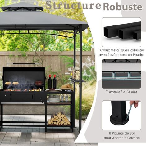GOPLUS Abri Barbecue 242 X 150 CM, Tonnelle de Barbecue avec Toit à 2 ...