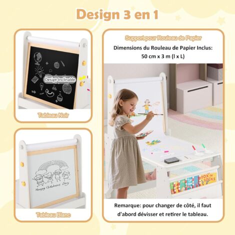 GOPLUS Table Enfant avec Chaise, Table à Dessin en Bois avec Tableau ...