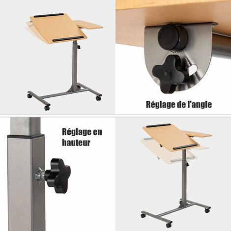 GOPLUS Table pour Ordinateur a roulettes Portable, Hauteur Reglable 66 ...