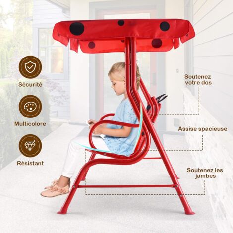 GOPLUS Balancelle de Jardin pour Enfant Exterieure Charge 80 KG avec 2 ...