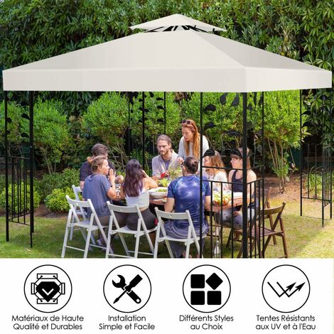 Toile pour pavillon imperméable bâche de remplacement polyester 3x3 ...