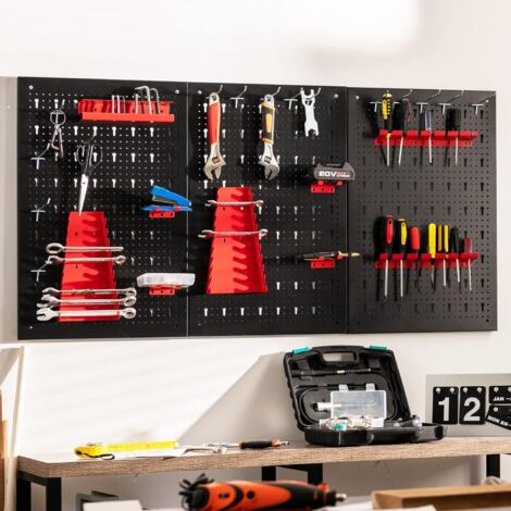 Goplus – Panneau mural pour rangement d'outils – 28 crochets – Fer ...