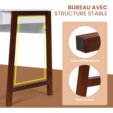 GOPLUS Bureau Secretaire avec Grand Plateau et Tiroir a Poignee, Bureau ...