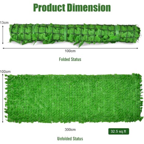 GOPLUS Haie Artificielle Deployable, Feuillage Artificiel Pliable avec Cabre Renforce en PE et ...