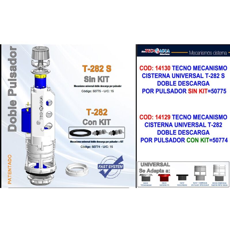 Scaricatore per cassetta a doppio scarico Tecno Baja T282 con pulsante ...