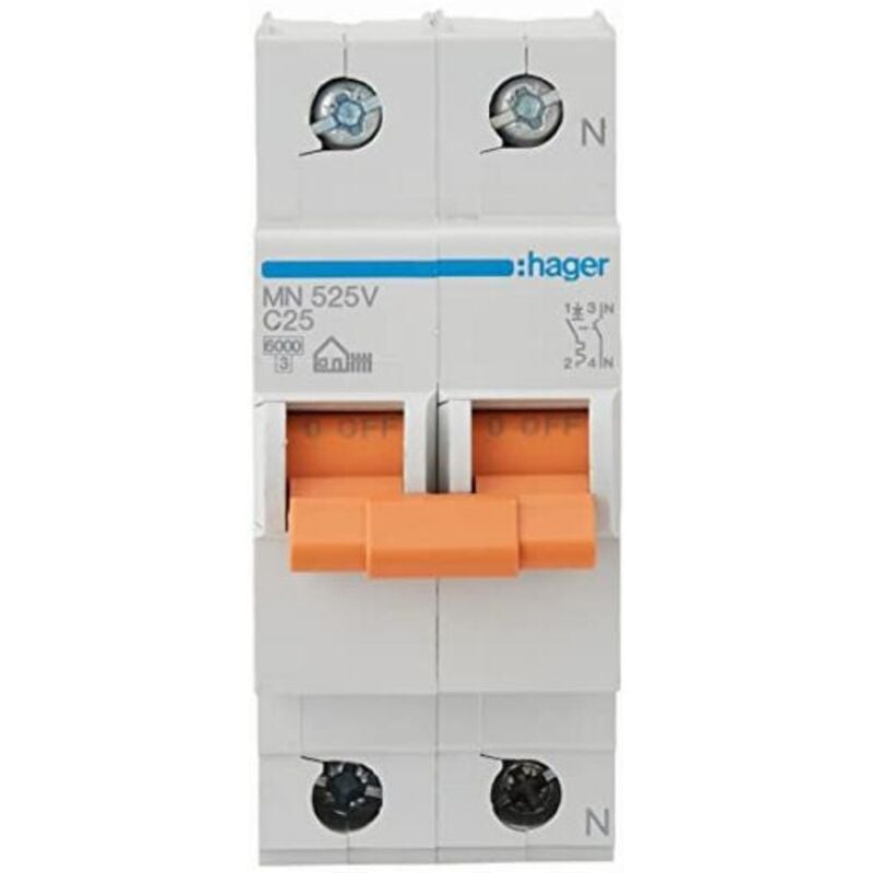 HAGER MN525V Interruttore MN 1P+N 25A curva C