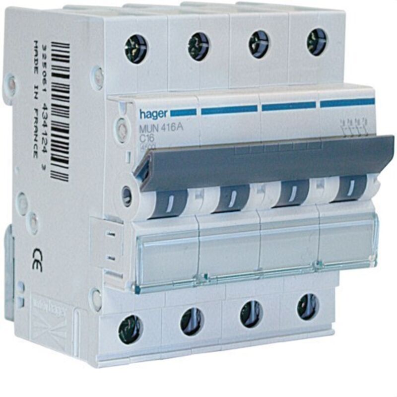 HAGER MUN416A Interruttore 4P 16A curva-C 6kA