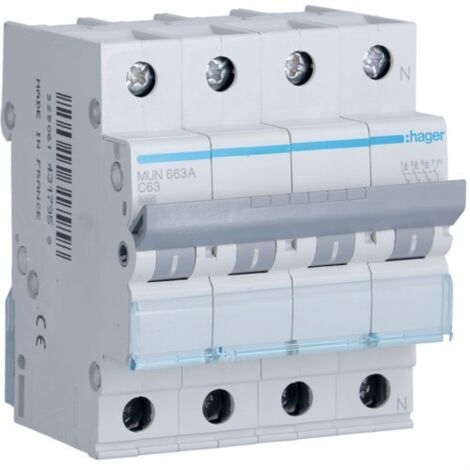 HAGER MUN663A Interruttore 3P+N 63A curva-C 6kA