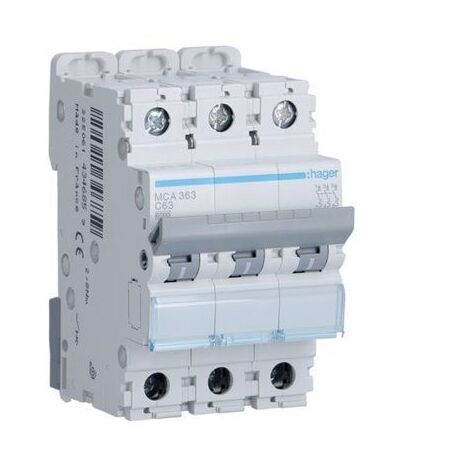 HAGER MCA363 Interruttore M curva-C 6kA 3P 63A