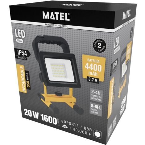 Proiettore LED rotante ricaricabile con 2 modalità luce e supporto (20W ...