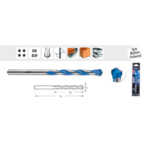Punta da trapano multiuso professionale Blue Master 6 mm Blister BW806B