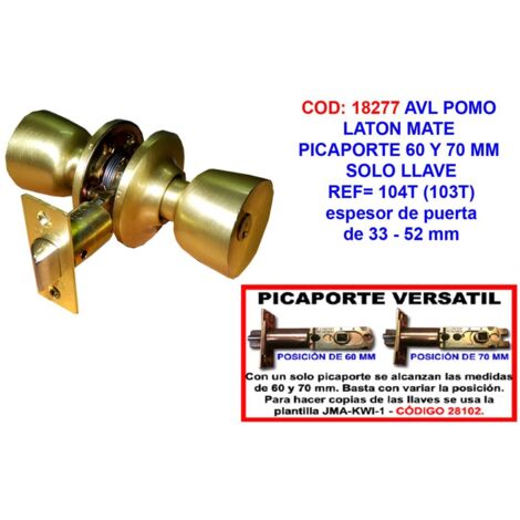 AVL LOCK LEVA CON POMELLO IN OTTONE OPACO 60 E 70 MM 104T SOLO CHIAVE