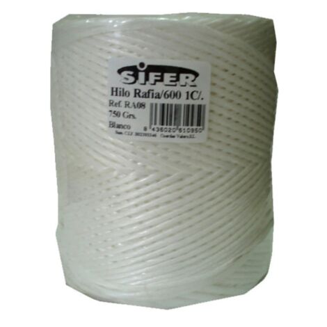 SIFER Corda Rafia Bianca 2 mm x 120 m 600 m/Kg 1 Capo 200 g RA13