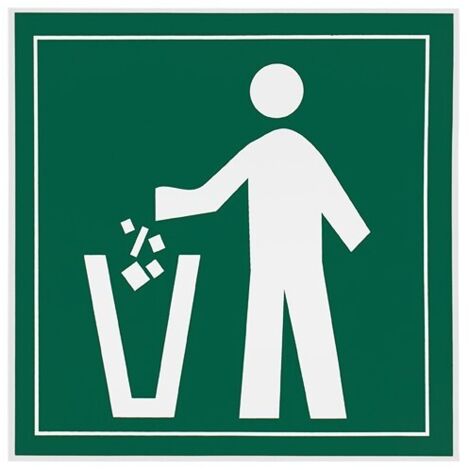 Cartello adesivo verde e bianco TRASH CAN, plastica resistente, 10x14 ...