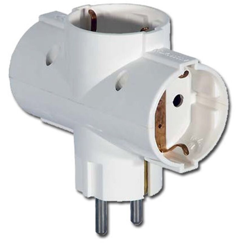 Weißer Dreifach-Schuko-Adapter 16A 250V 50516