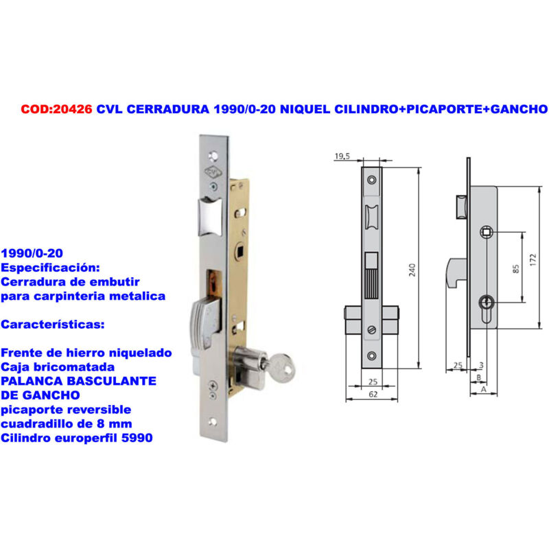 CVL Lock 1990 – Nickel-Zylinder-Verriegelungshaken