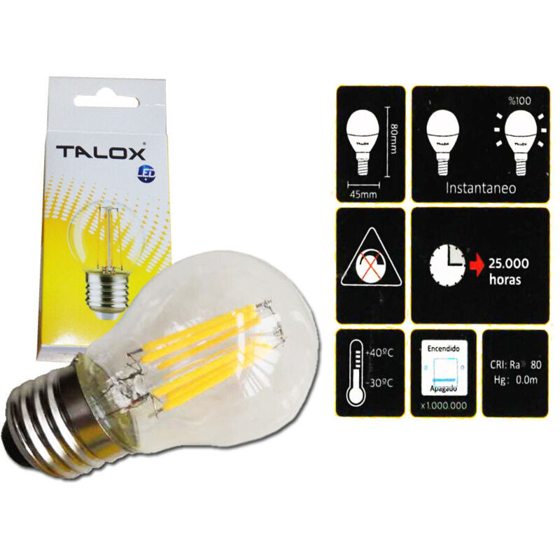 TALOX LED-Kugelfadenlampe G45 E27 6W 3000K 400 Lumen